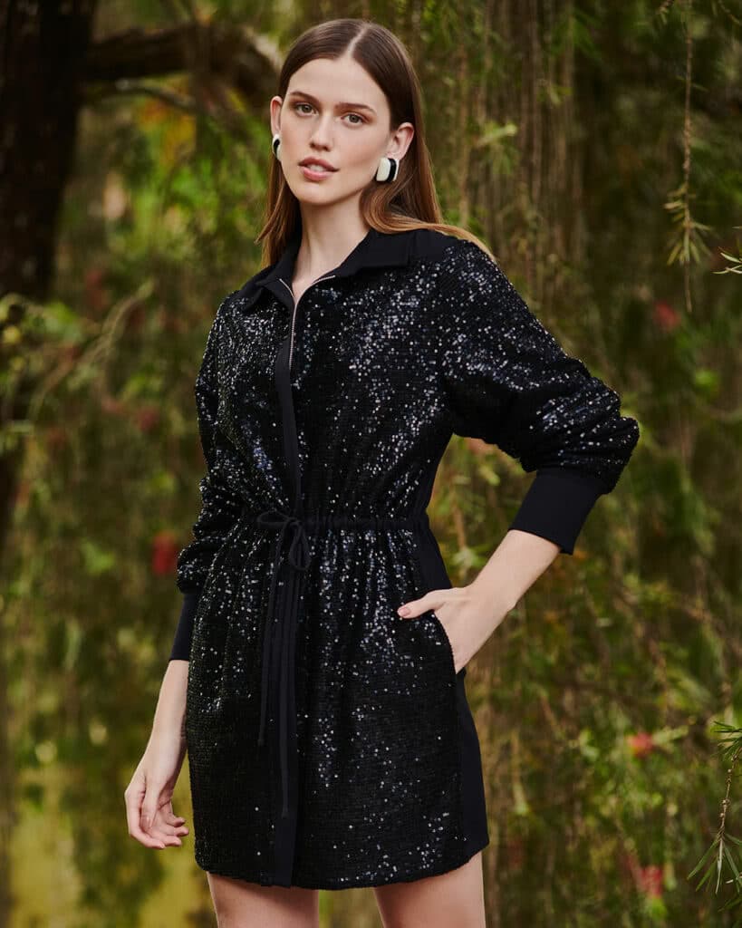 Tendências de roupas com paetês - Vânia Carvalho